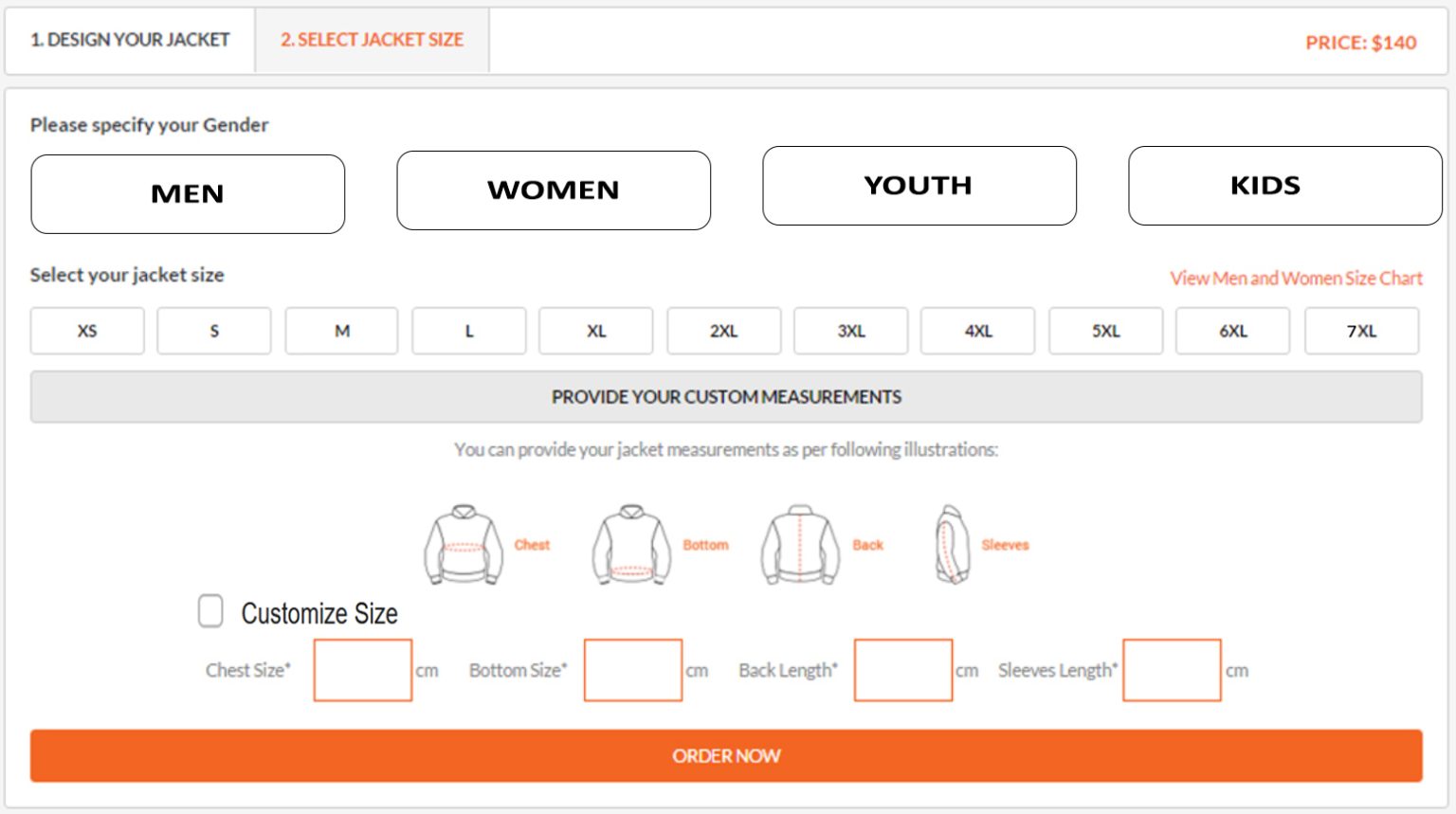 Varsity Jacket Size Chart - Design Varsity Jackets