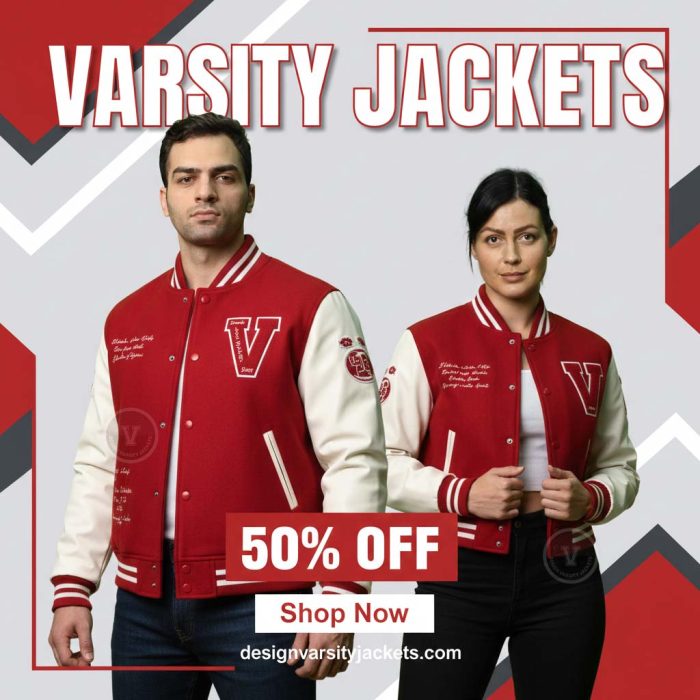 Top Quality Red and White Custom Letterman Jackets 50% off Sale
